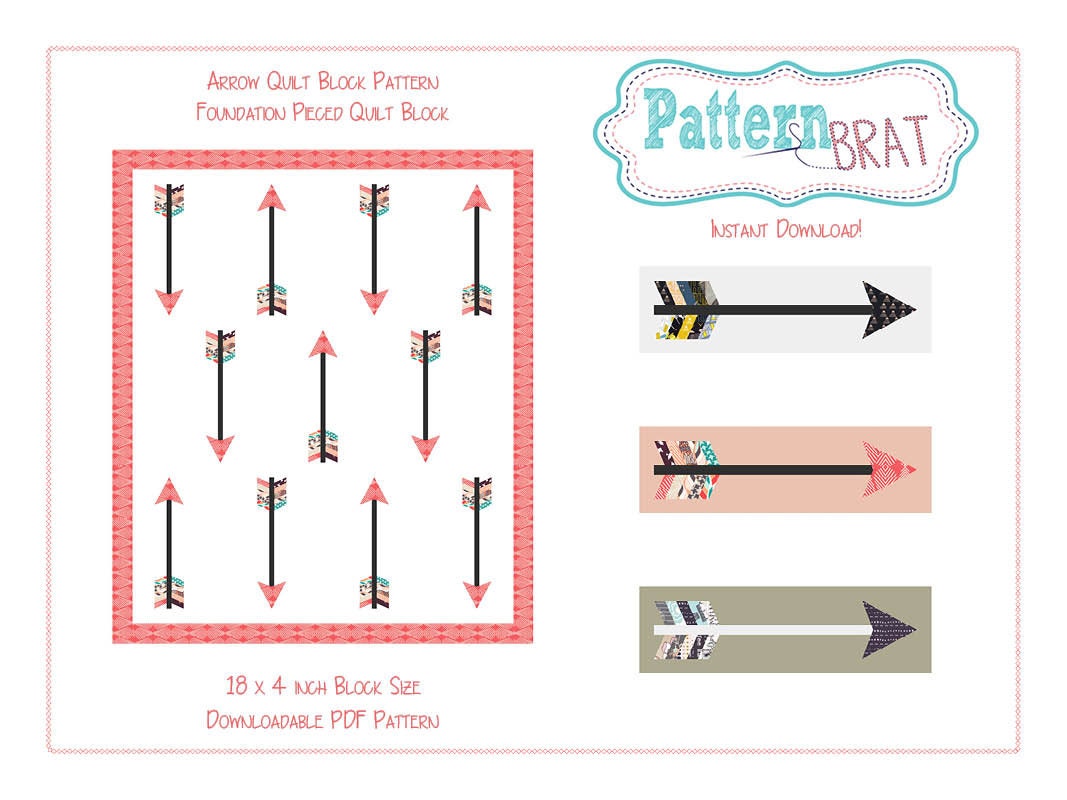 ARROW Quilt Block Pattern Instant Download Paper by PatternBrat