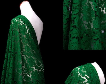 Green lace fabric | Etsy