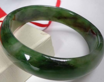 59 mm Nephrite jade oval bangle bracelet. S136 by hellobigc