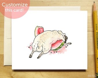 Pug art & pug cards funny cards pins and magnets by Inkpug on Etsy