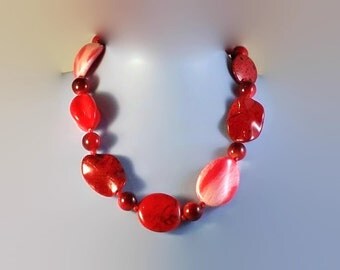 Bold red necklace | Etsy