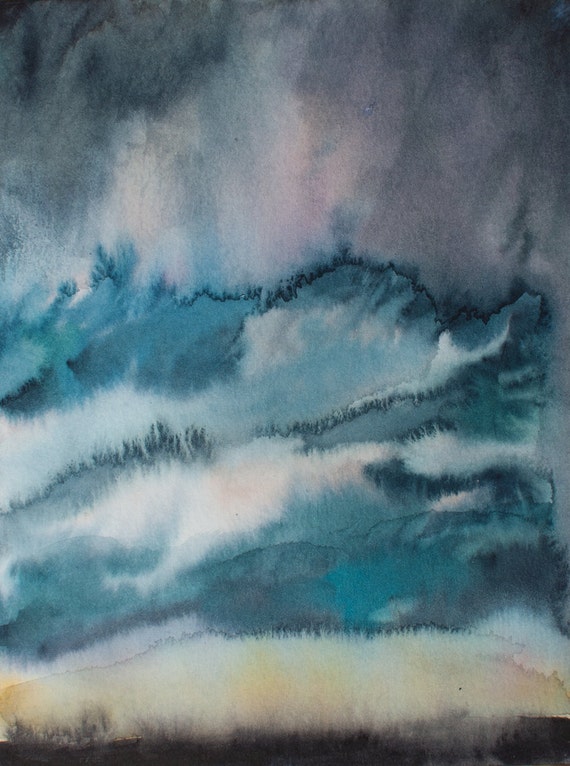 Items similar to Seascape storm watercolor. Original painting. on Etsy
