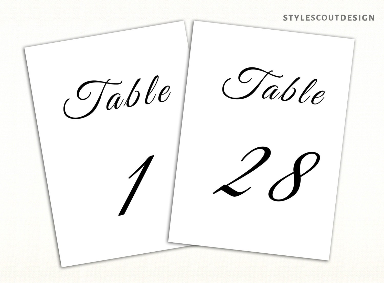 Curly Font Wedding Table Numbers Template 1-30 Digital