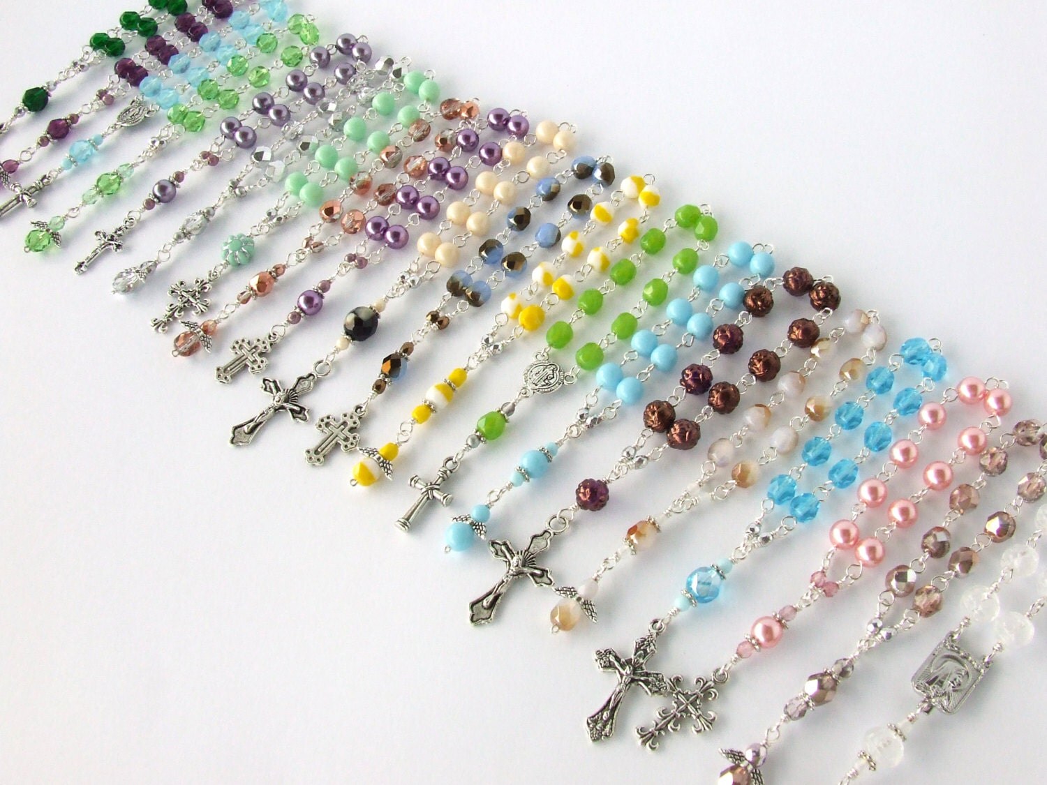 Mini Rosary Favors Set of 12 Handmade Catholic by AngelRosaries