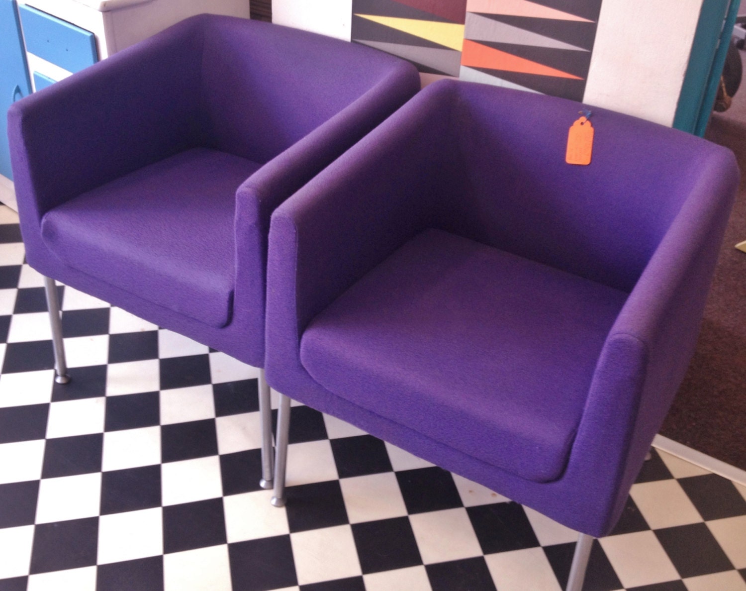 Boss Design Komac Jac Chairs. Retro design purple fabric x 2. Reception ...