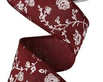 Maroon wired ribbon | Etsy