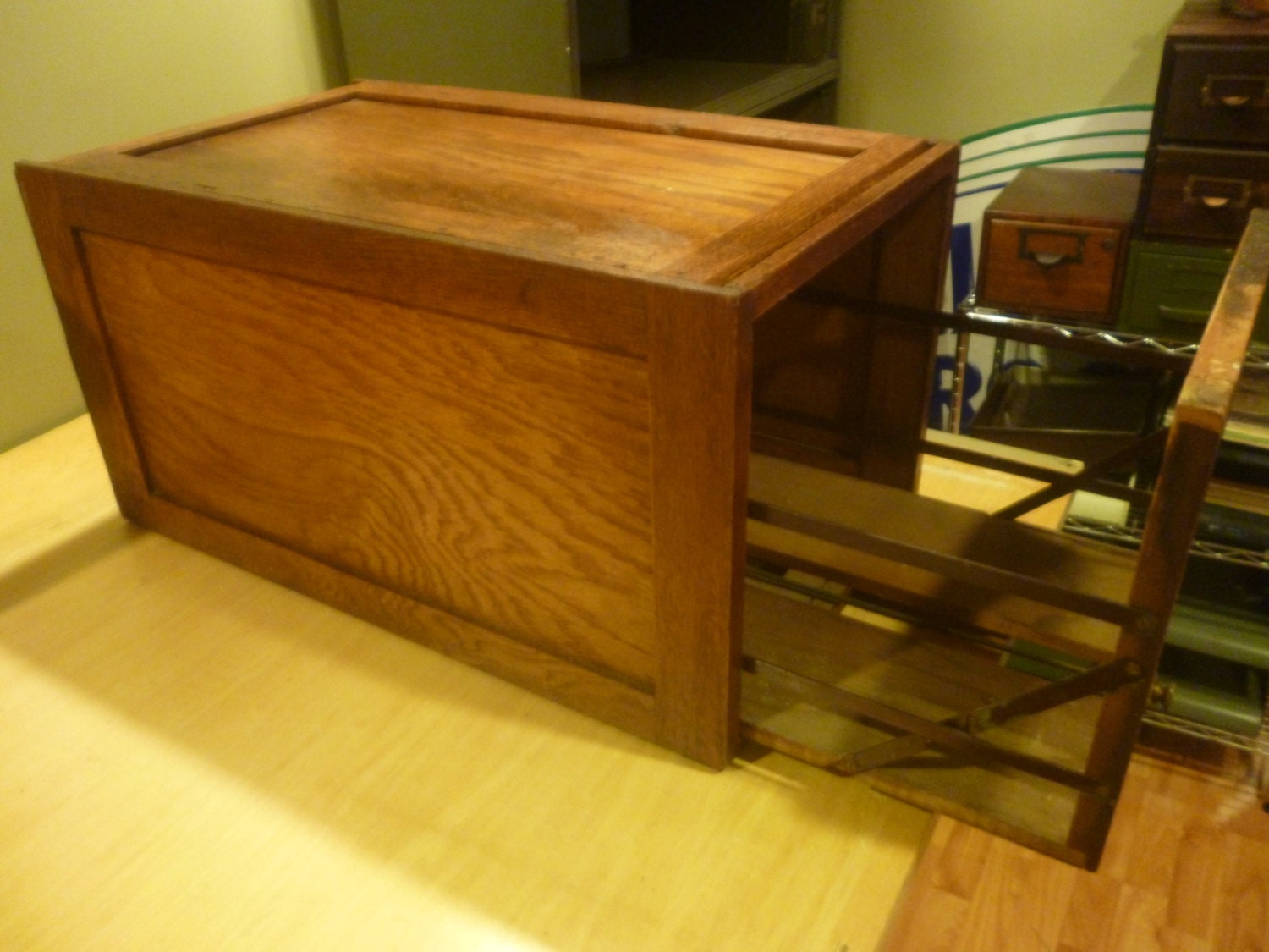 Vintage Rustic Handmade Single Drawer File Cabinet with Brass pull ...