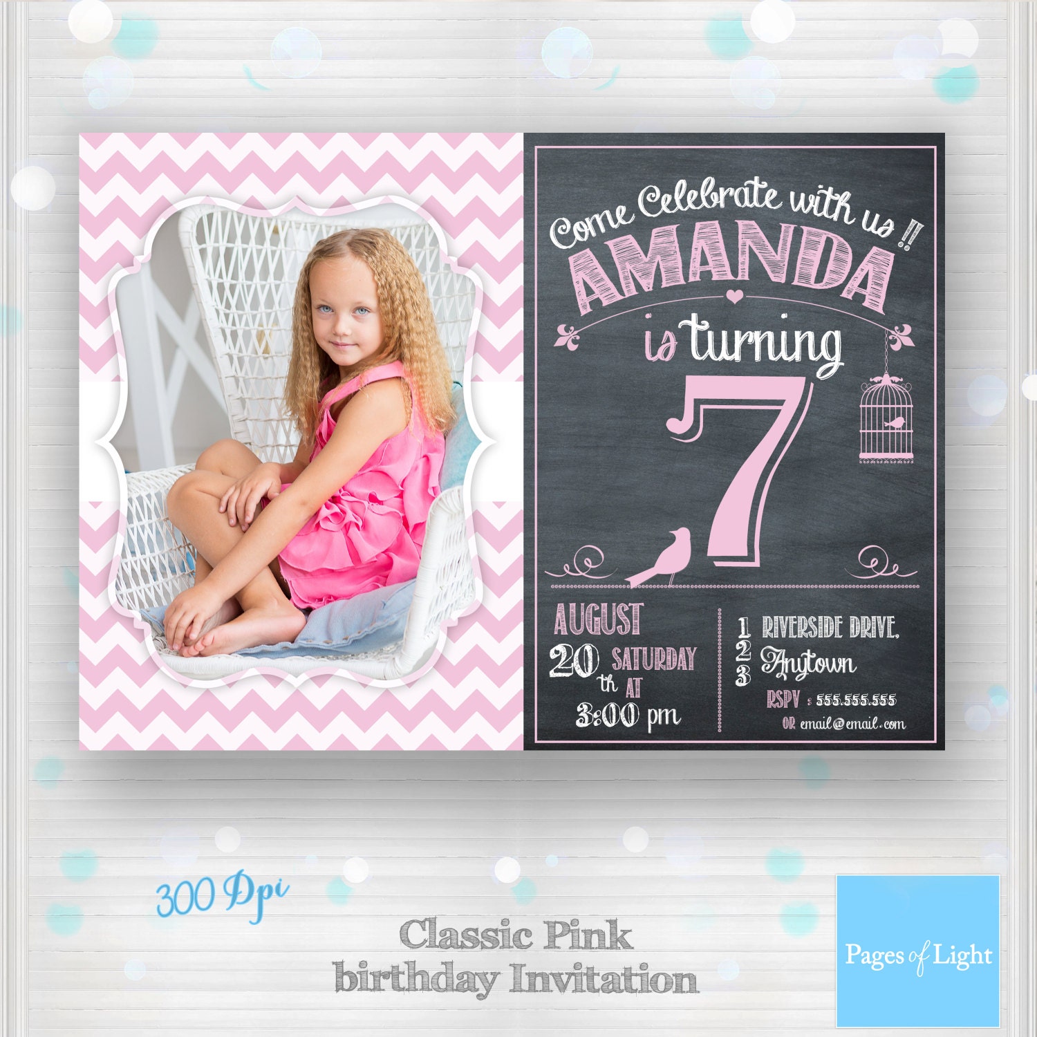 Instant Download Customizable Invitation Girl by PagesOfLight