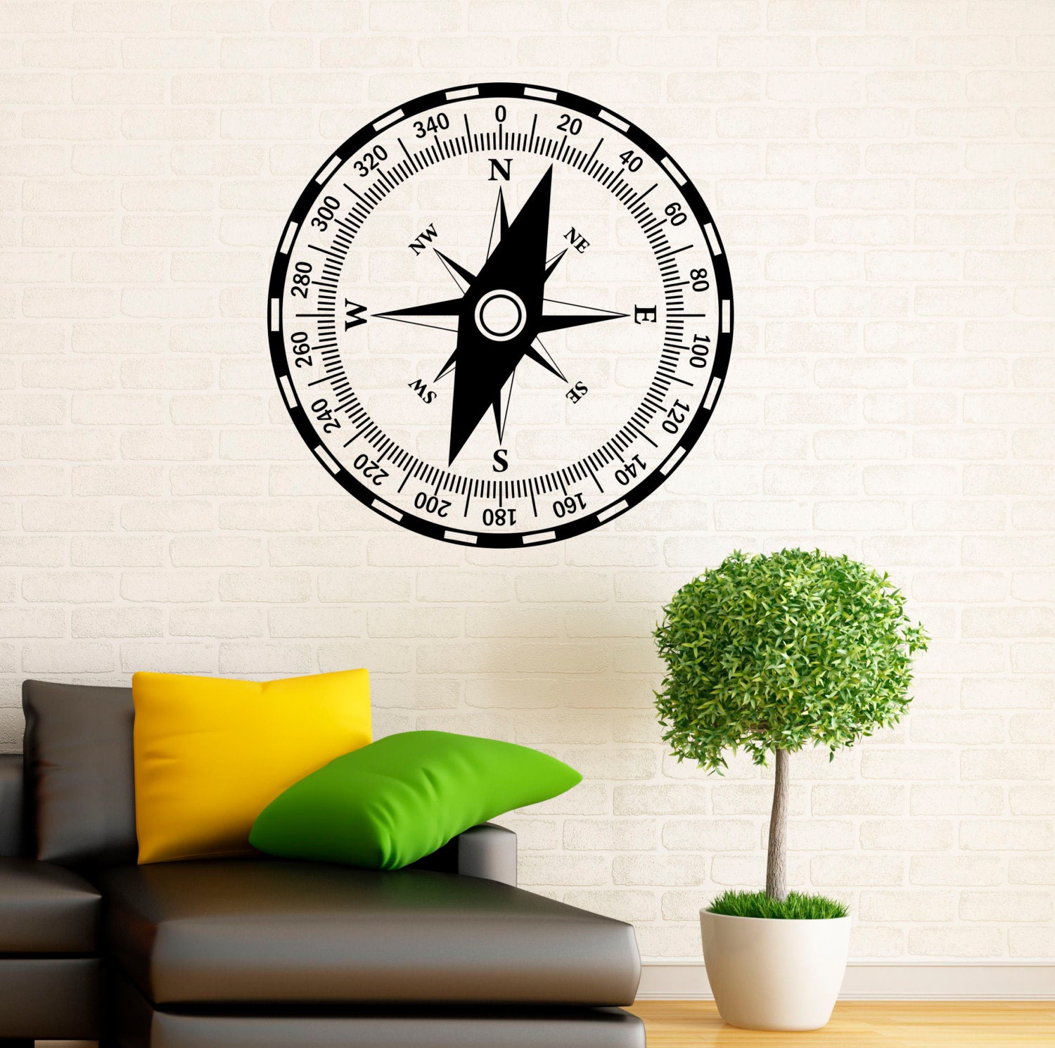 Compass Wall Decal Compass Rose Vinyl Sticker Navigation Home