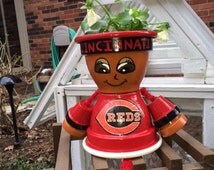 Cincinnati Reds Pot Person/Custom Pot People/Father's Day Gift/Garden ...