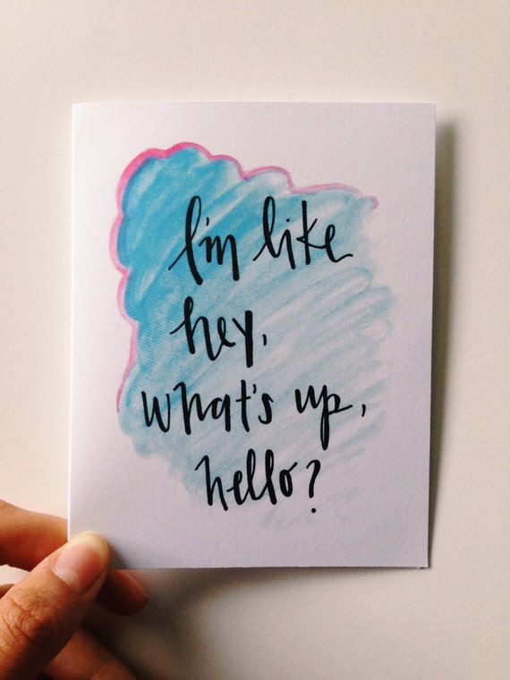 Printed Hey Whats Up Hello Card By Goodworksdesign On Etsy
