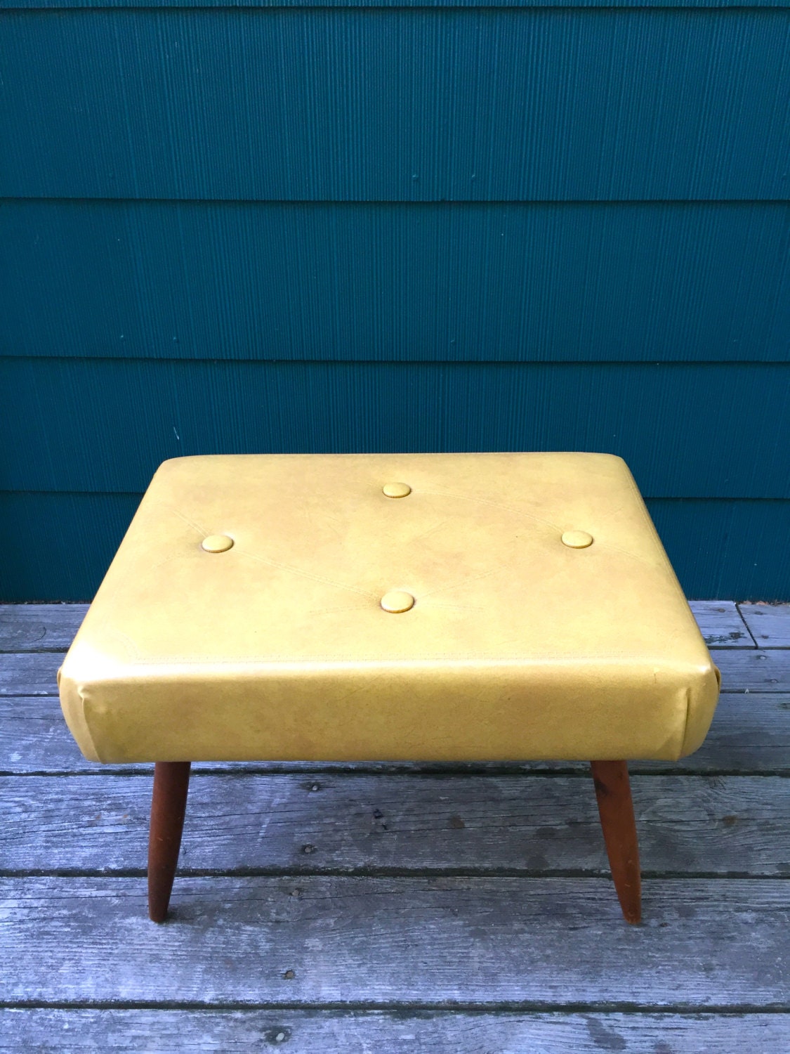 A LEG UP. Mid Century Modern ADJUSTABLE Rectangular Vinyl Foot Stool ...