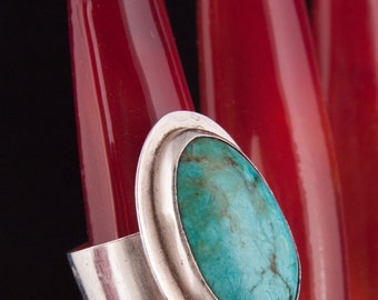 silver ring with Chrysocolla