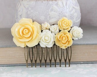 Bridal Hair Comb Deep Red Rose Hair Comb Flower by apocketofposies