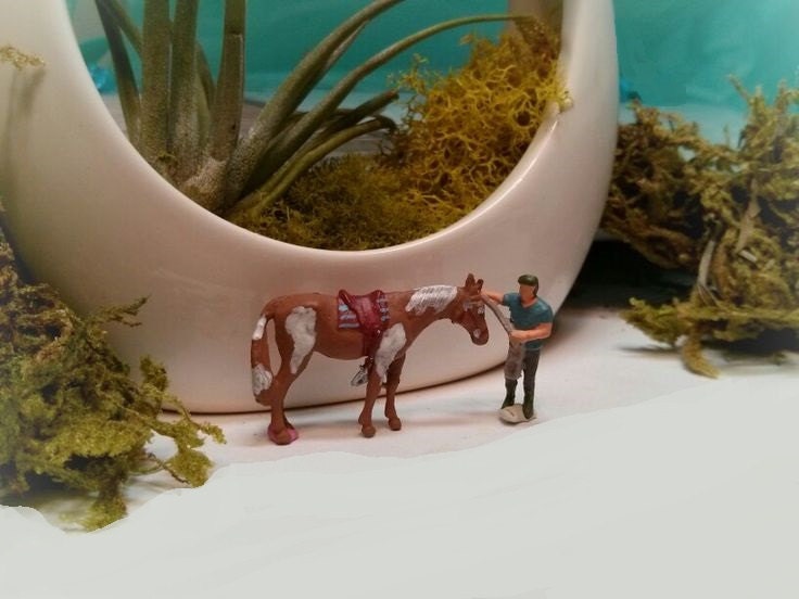 1 cowboy and horse perfect for terrarium or diorama