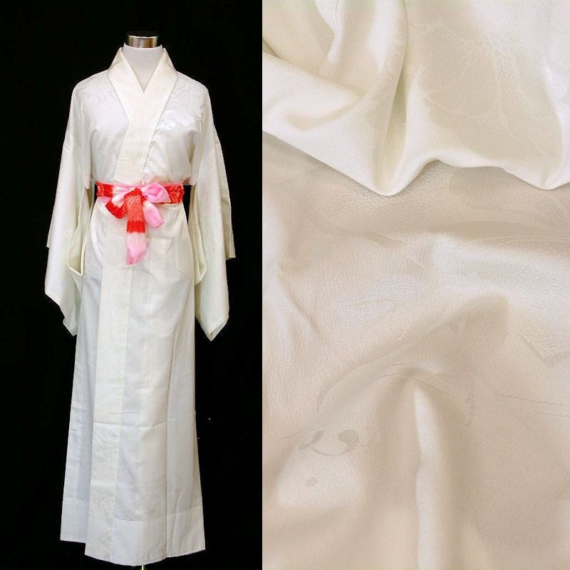 Japanese Kimono Robe / Vintage Kimono Naga-Juban White / Kimono Gown ...