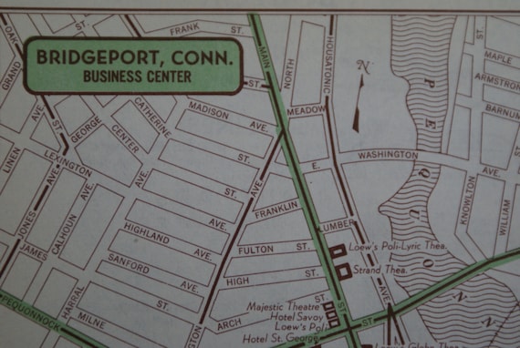 1951 Bridgeport City Map Vintage Map of by TheWoodenEarth