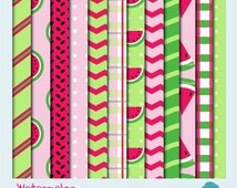 Digital Papers: INSTANT DOWNLOAD Watermelon Patterns in Hot Pink ...