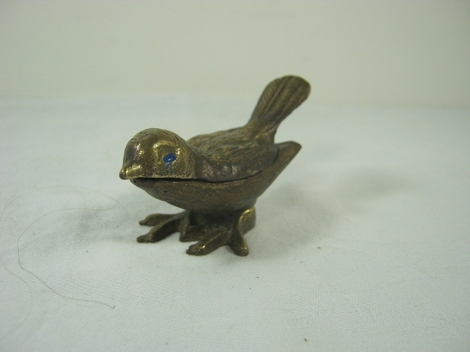 Vintage BRASS BIRD TRINKET Box Bluebird by LavenderGardenCottag