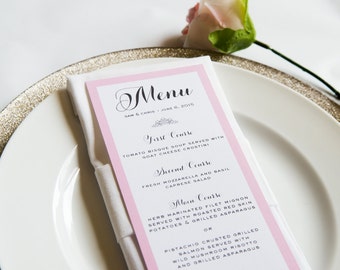 Items similar to Striped Navy and Green Preppy Wedding Table Menus ...
