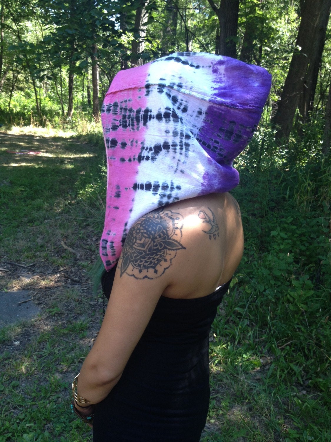 Tie Dye Festival Hood With Chain Festival Hood Hippie Hood