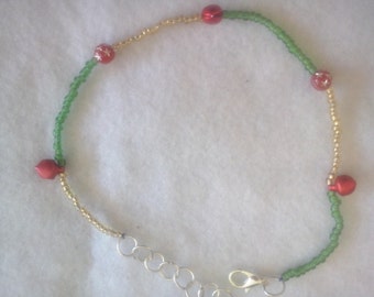 TWO Sterling Silver Jingle Bell & Hearts Anklet for Baby