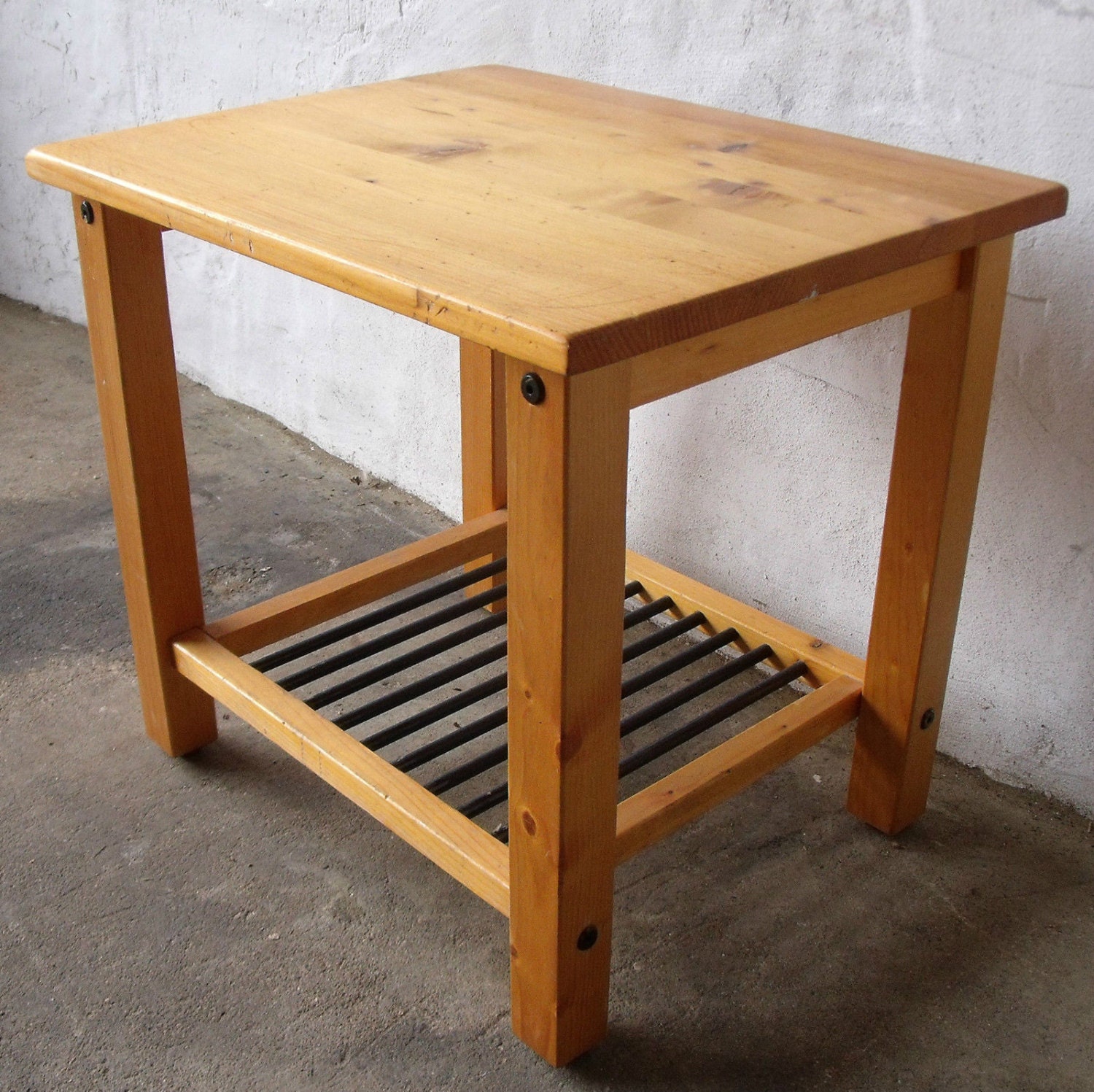 Solid Pine Side/End Occasional Table with Underneath Slated Shelf ...