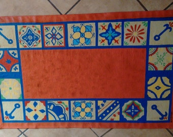 Hand Painted canvas runner rug tropical design by LaurelsOriginals