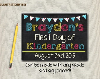 Items similar to First Day of Kindergarten Chalkboard - Girl 1st Day of ...
