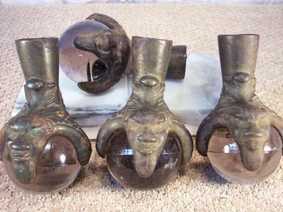 Gargoyle Head Claw and Glass Ball Feet