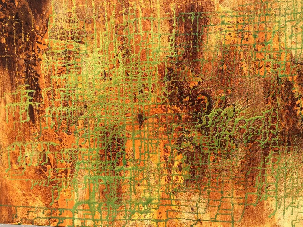 Original Modern Metallic Abstract Painting by newwaveartgallery