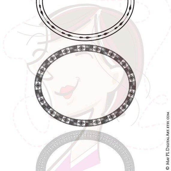 Oval Frame Clip Art Digital VECTOR Ornate Black by MayPLDigitalArt