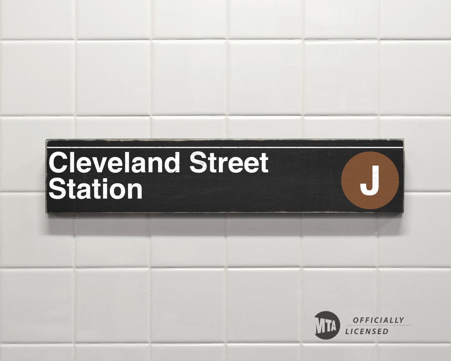 Cleveland Street Station New York City Subway Sign Wood