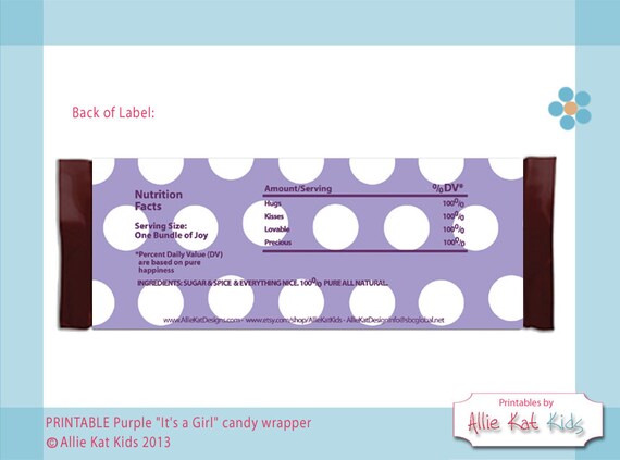 Purple It's a Girl PRINTABLE Candy