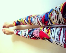 Unique comic leggings related items | Etsy