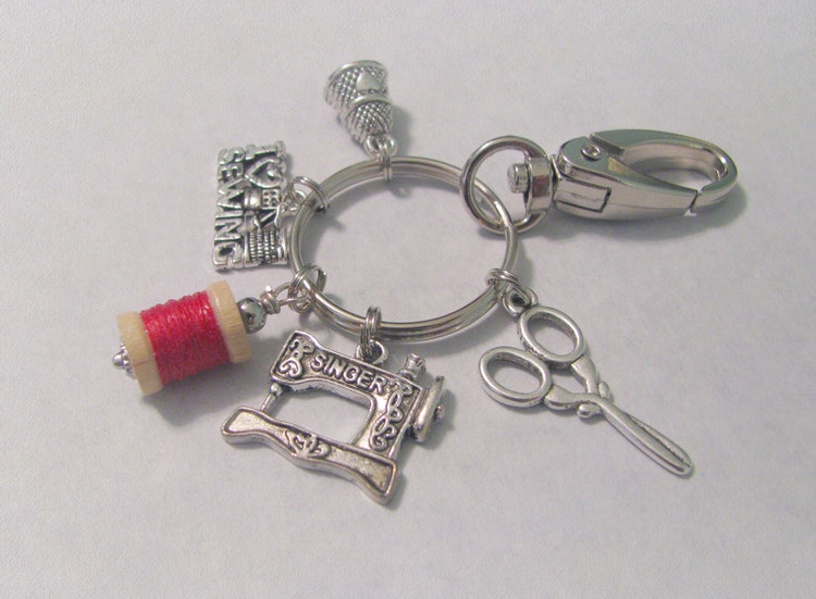 I HEART SEWING Unique Love To Sew Key Chain by ZivaKreations