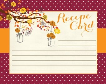 Unique fall recipe cards related items | Etsy