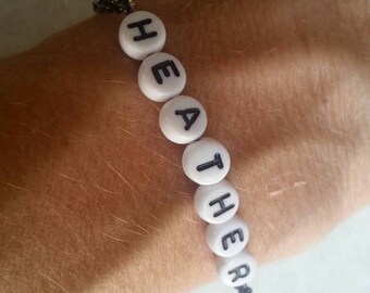 Beaded name bracelet | Etsy