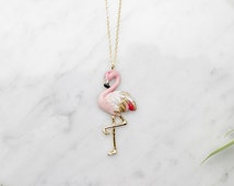 Unique flamingo necklace related items | Etsy