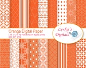 Items similar to Orange digital paper - Orange scrapbook paper pack ...