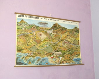 Vintage pull down map – Etsy