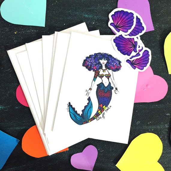 Rainbow Punk Mermaid Punk Rock Fashion Mermaid Illustration