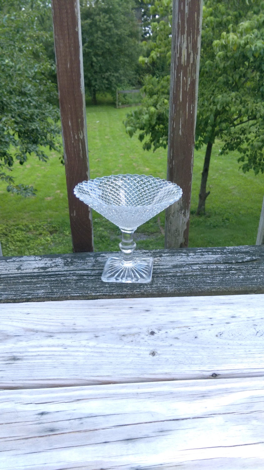Clear compote candy dish vintage compote wedding decor crystal compote ...