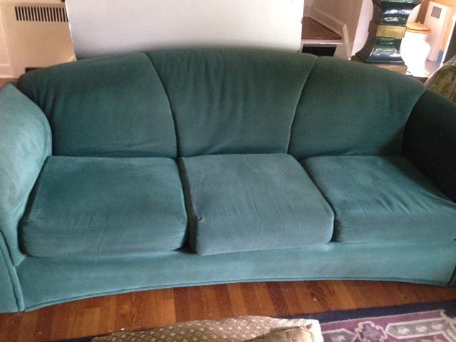 Dk green brushed velour sofa – local delivery 7/21 – Haute Juice