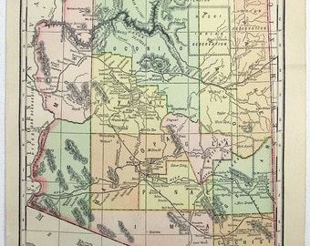 Vintage arizona map | Etsy