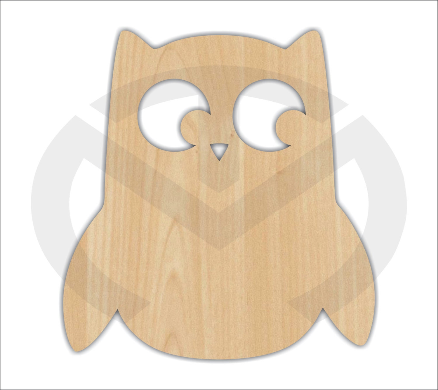 Unfinished Wood Owl with face cut out Laser Cutout Wreath