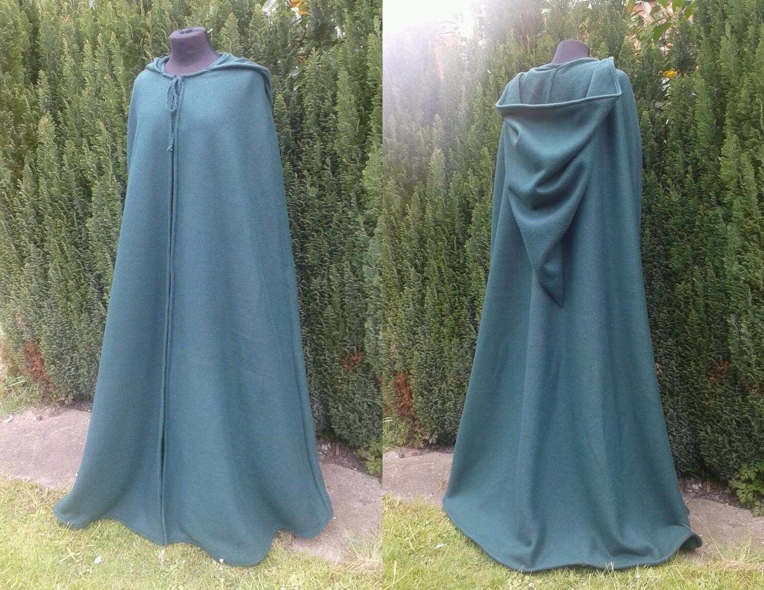 Medieval cloak made from fleece green