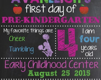 PERSONALIZED Chalkboard Art printable sign First Day of School