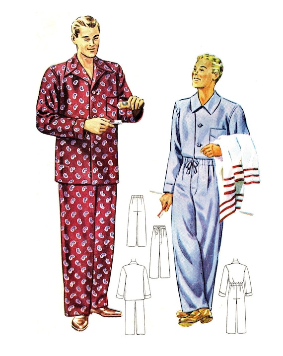 McCall 4476 Men's PAJAMAS VINTAGE © 1941 | Vintage pajamas, Vintage ...