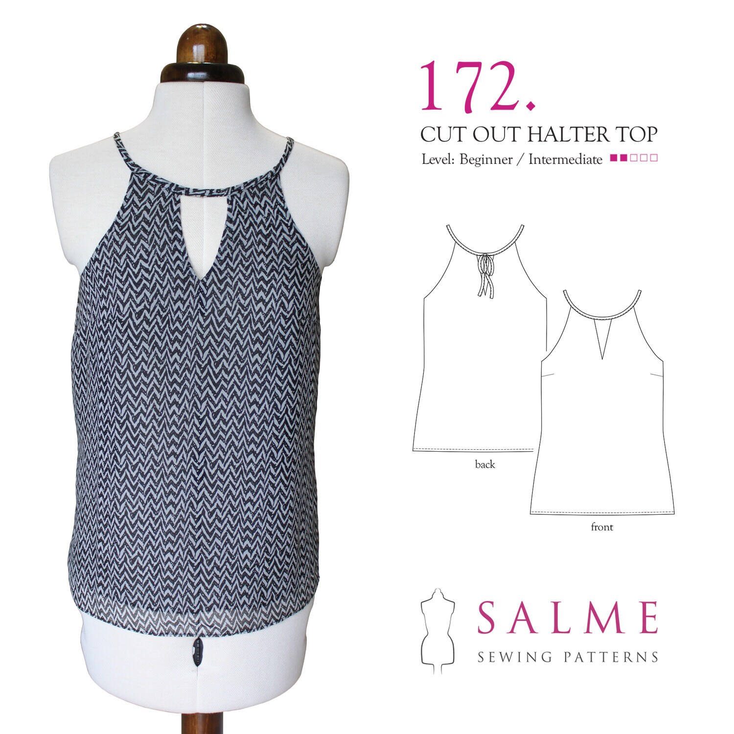 PDF Sewing pattern Cut out halter top